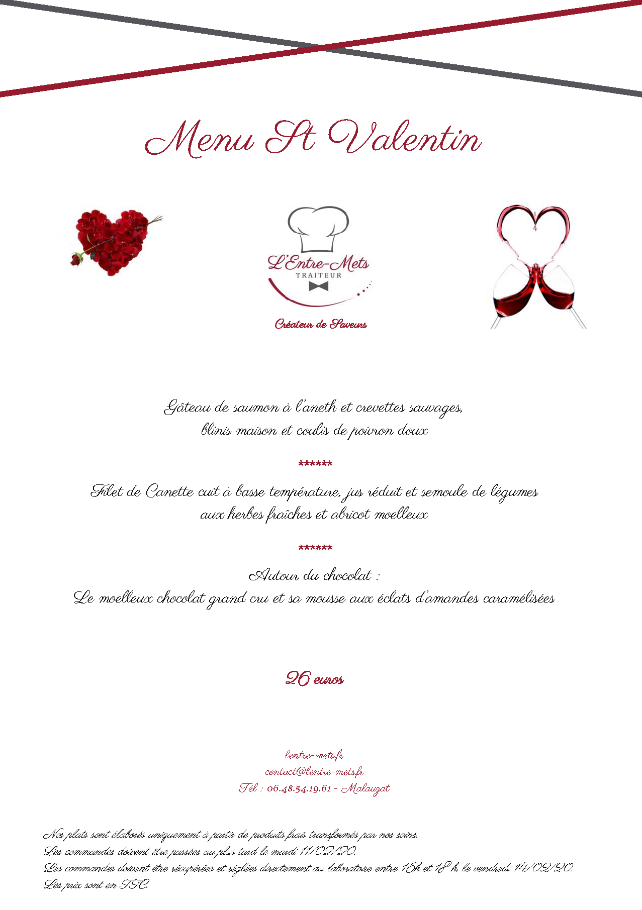 Menu St Valentin 2020 | lentre-mets